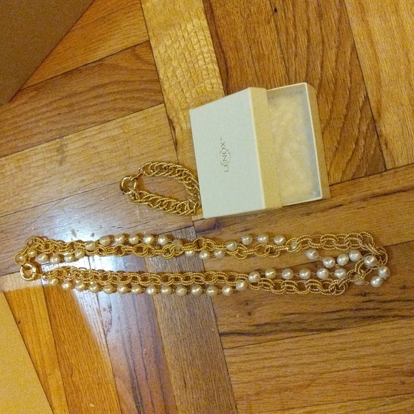 Lenox | Jewelry | Lenox Gold And Pearl Necklace And Bracelet Set | Poshmark